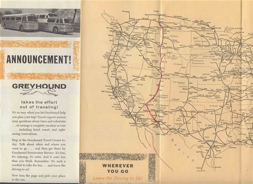 GREYHOUND BUS LINES Announcement Brochure with Route Map £17.05 ...