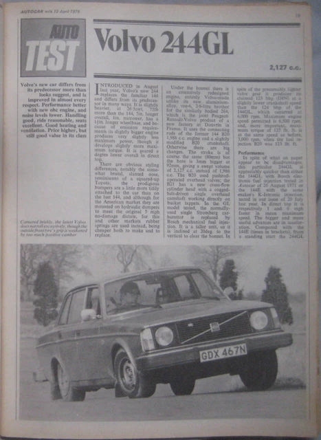AUTOCAR MAGAZINE 12 April 1975 featuring Volvo road test, Austin ...