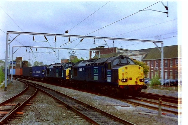 35MM RAILWAY COLOUR Negative Class 37 608 and 37 609 at Stoke on Trent ...