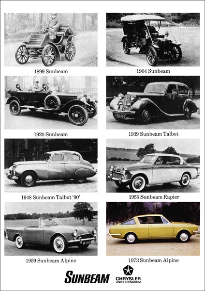 SUNBEAM ALPINE FASTBACK Rapier Talbot 90 A3 Poster Print From 70'S ...