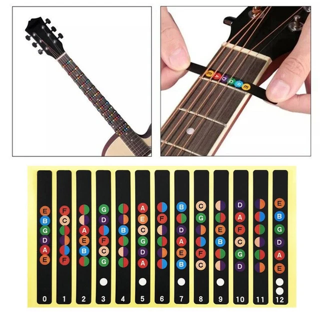 GUITAR FRETBOARD NOTES Map Labels Sticker Fingerboard For 6 String ...
