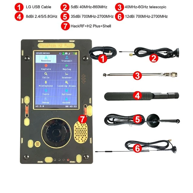 MÓDULO DE RADIO definido por software HackRF One + portapack H2 Plus ...