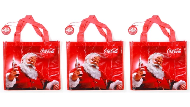 COCA COLA SACHETS Shopper Père Noël 35 x 30 x 15 Sac en Toile Set 3 ...