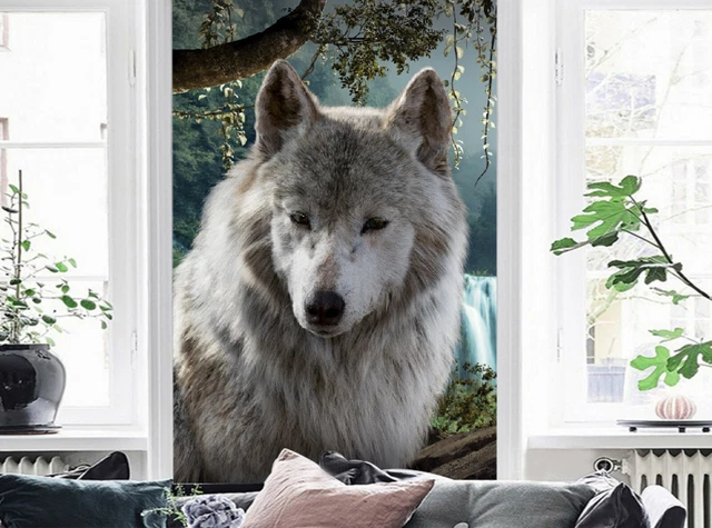 3D GRAY WOLF Trees D1230 Animal Wallpaper Mural Self-adhesive Removable ...