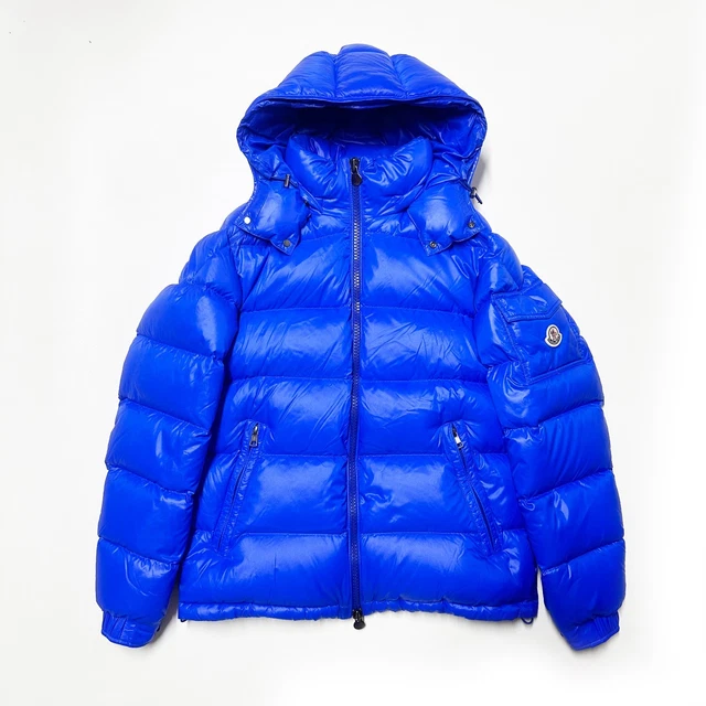 100% AUTHENTIC MONCLER Maya Size 4 Blue Mens Jacket Mens Puffer Down Xl ...