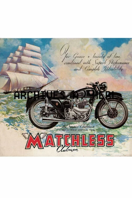 MATCHLESS MOTORCYCLE 1950S ca 8 x 10 print poster 8 EUR 8,95 - PicClick FR