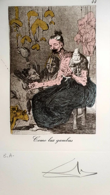 DALI*GRAVURE*ORIGINALE*GOYA*SIGNEE*ART*MUSEUM*VINTAGE*COMO LAS GAMBAS ...