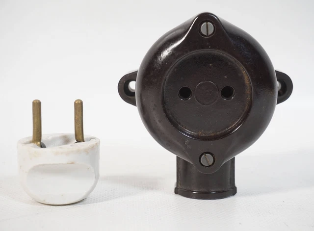 VINTAGE OLD POWER Connector Black White Sk Electric Components Schuko £ ...
