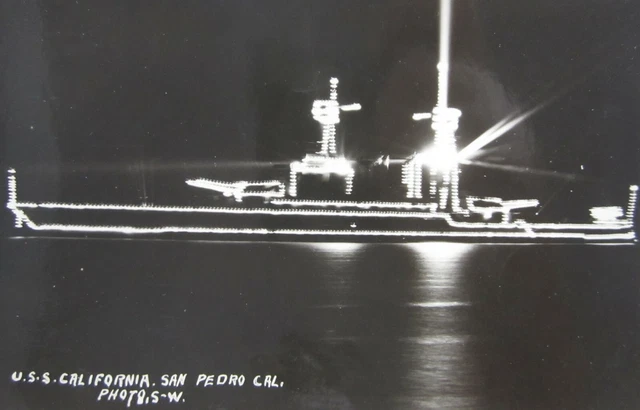 WWII US NAVY Battleship USS California BB-44 Photo San Pedro Boat ...