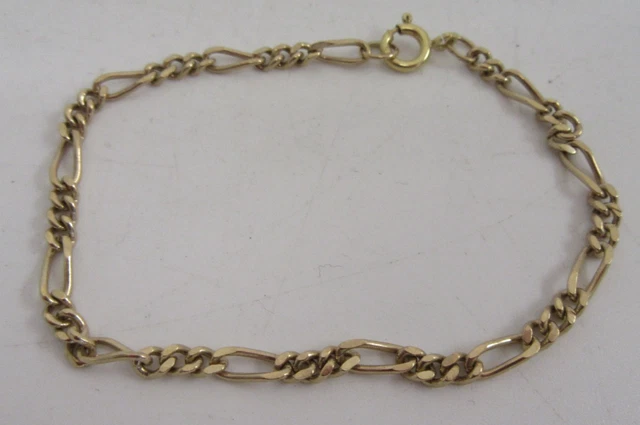 GOLD FIGARO CHAIN Bracelet 375 9 Ct 19 cm 4.60 Gram £159.99 - PicClick UK