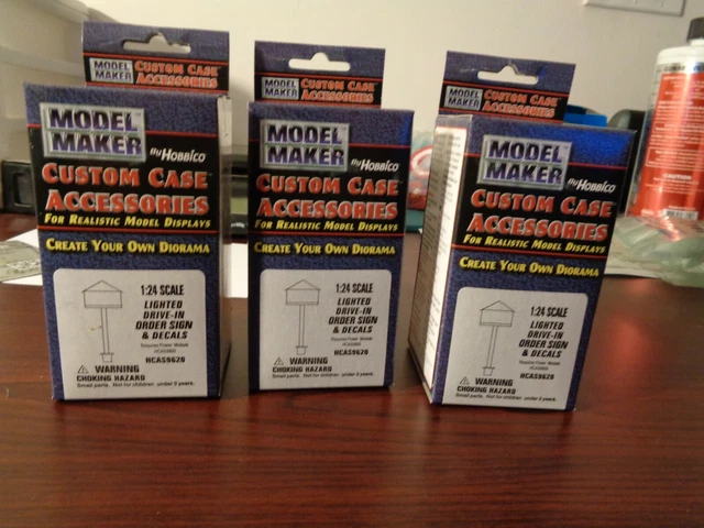 3 BOXES MODEL Maker 1:24 Scale Lighted Drive-in Order Signs & Decals ...