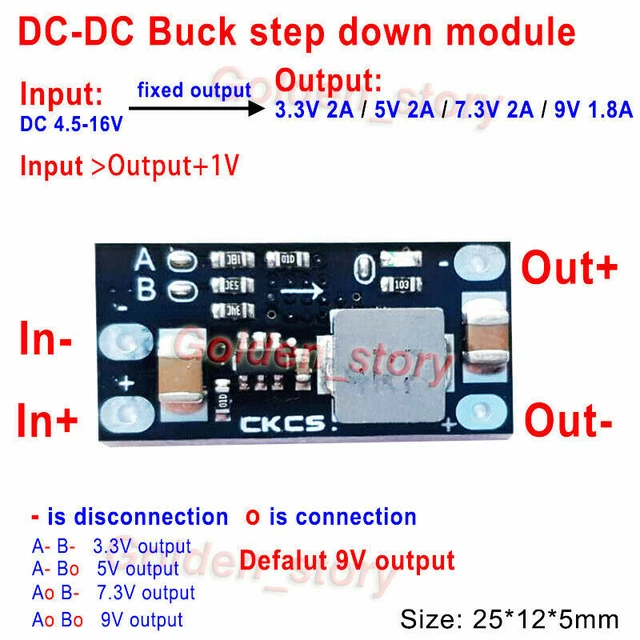 MINI DC-DC BUCK Step Down Converter 5V-12V to 3.3V 5V 7.3V 9V Voltage ...