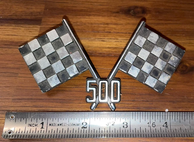 VINTAGE FORD CROSSED Flag 500 badge Emblem Mustang Fairlane Galaxie ...