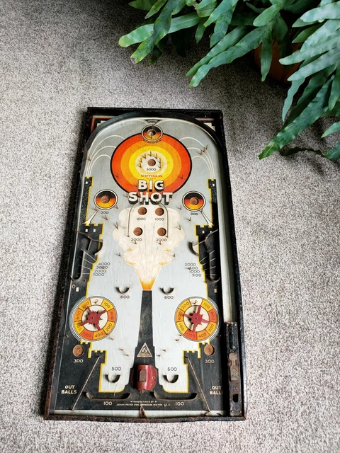 VINTAGE BIG SHOT Bagatelle Tabletop Pinball Game Gotham Steel 1950s ...