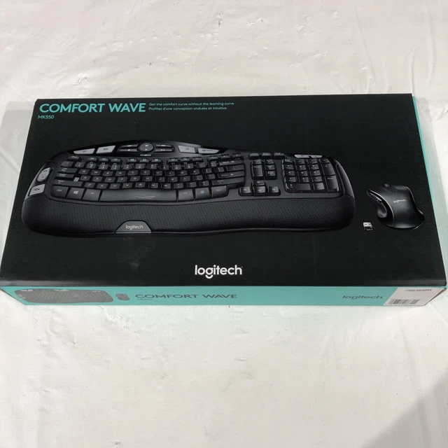 LOGITECH MK550 WIRELESS Keyboard Mouse Combo Comfort Wave K350 Black ...