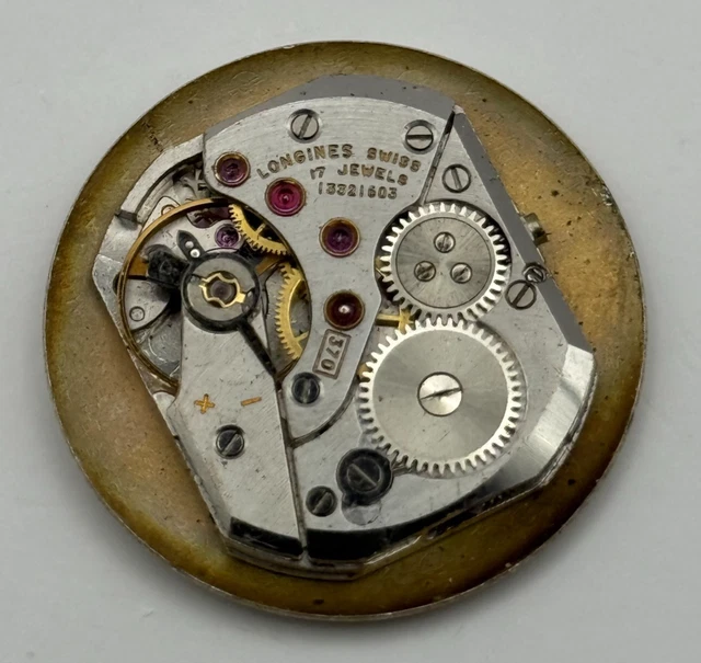 LONGINES 370 WATCH Movement Manual Wind Vintage 17 Jewels Swiss Parts ...