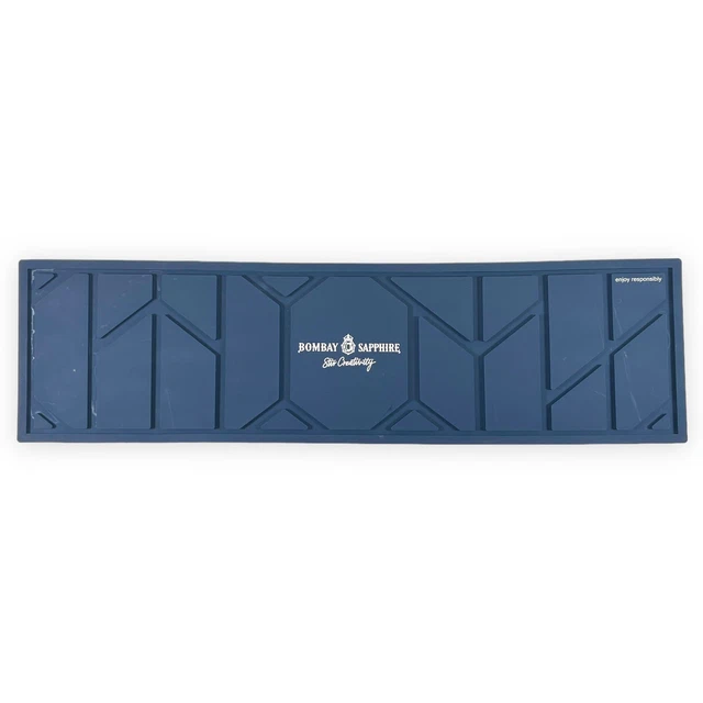 BOMBAY SAPPHIRE GIN Barmatte 50x14cm blau Gummi Abtropfmatte Party Bar ...