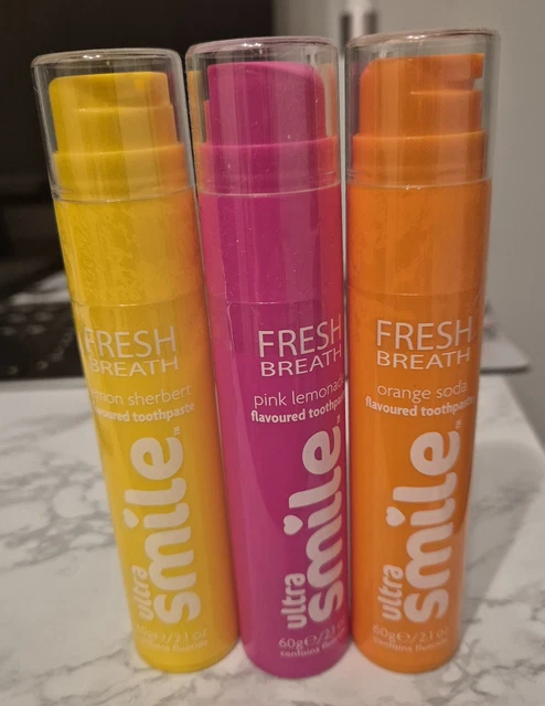 ULTRA SMILE FLAVOURED Toothpaste! Lemon Sherbert, Pink Lemonade ...
