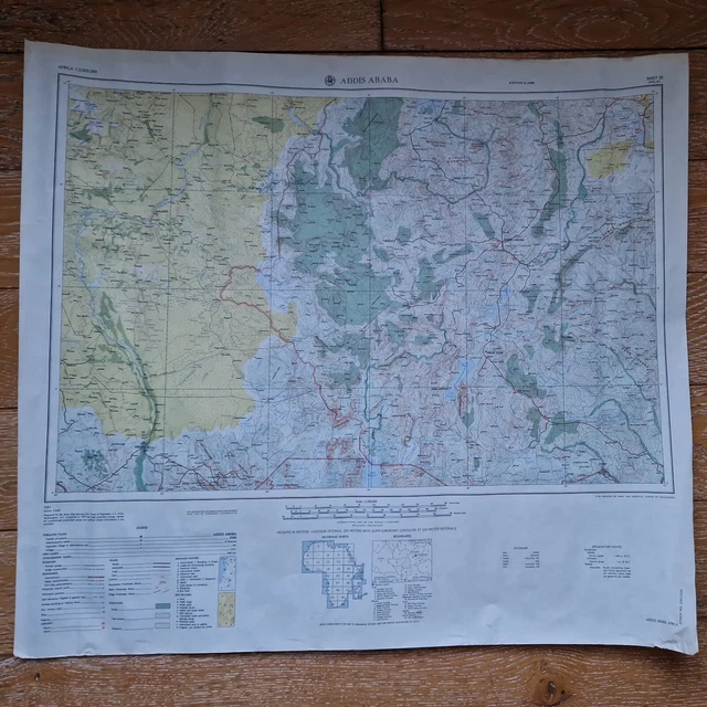 VINTAGE USA ARMY corps Military map Addis Ababa War office edition 1967 ...
