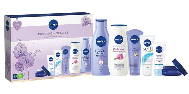 NIVEA PAMPERING Indulgence 6PC Gift Set For Her (Shower Cream, Day ...
