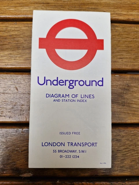 LONDON UNDERGROUND 1976 No.1 TUBE MAP Diagram of Lines Paul E Garbutt ...