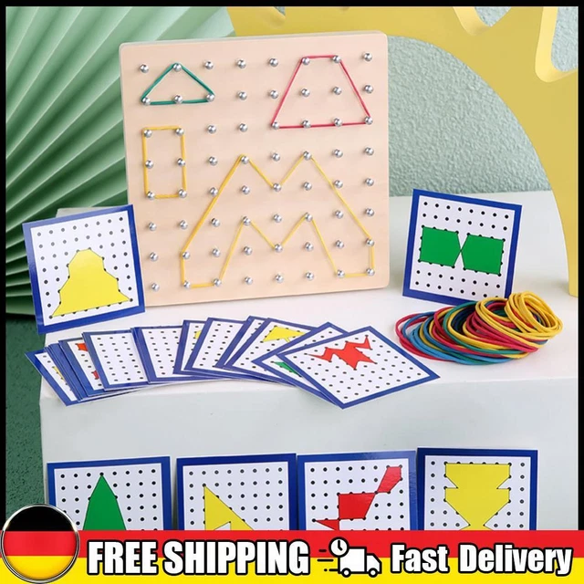 WOODEN GEOBOARD GEOMETRY Board Matrix 8x8/7x7 Montessori Toy Gift for ...