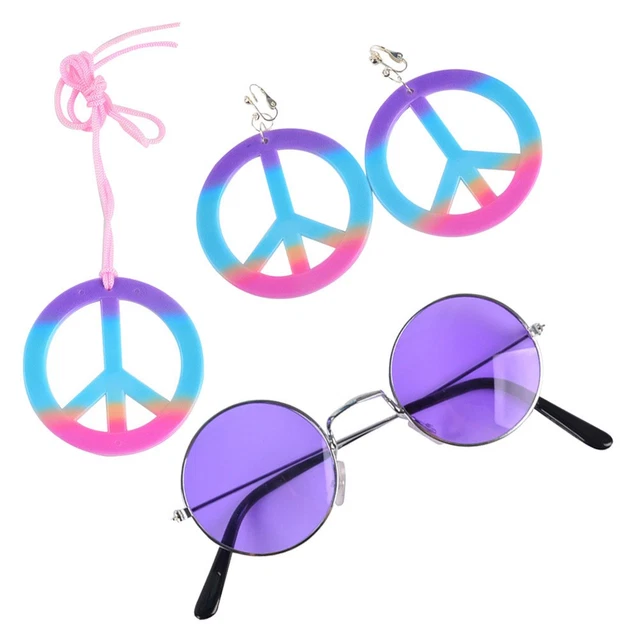 4 PCS COSTUME Jewellery Necklace Peace Sign Accessories Earrings £8.75 ...