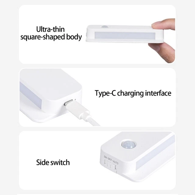 AUTOMATIC SENSING NIGHT Lamp USB Rechargeable Base for Hall Staircase £ ...
