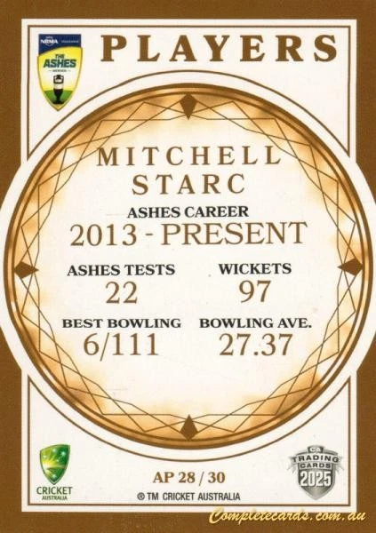 2025-26 TGI TRADERS Cricket Luxe - Ashes Players - AP 28 - Mitchell ...