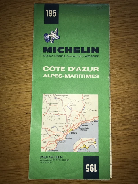 VINTAGE MICHELIN MAP Cote D’Azur France 1985 Map 195 £2.49 - PicClick UK