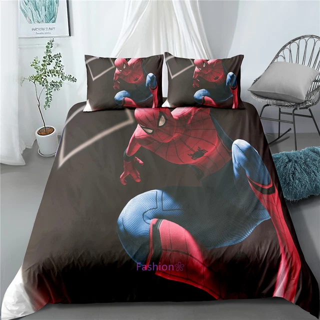 LINEN DOONA/DUVET/QUILT COVER Set Single/Double/Queen/King Bed Spider-Man Black EUR 45,46 ...