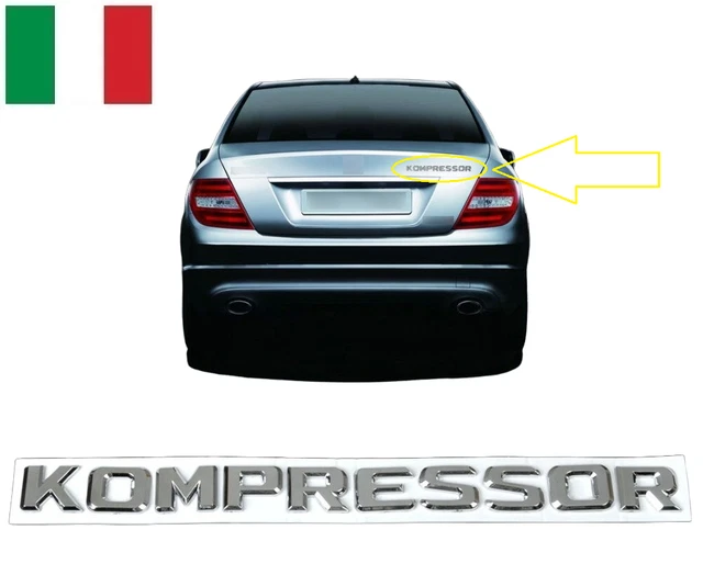 SCRITTA STEMMA LOGO Fregio KOMPRESSOR per MERCEDES CLASSE C E SL SLK ...