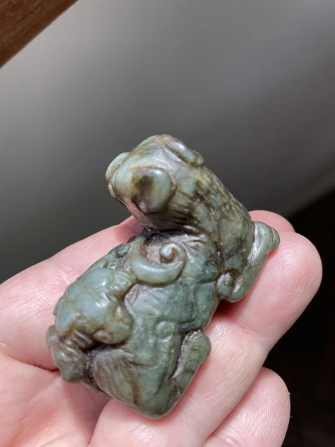 VINTAGE CHINESE CARVED Stone Scroll Weight Mythical Beast Figure £112. ...