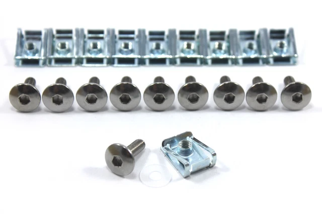 10X TÊTE DE fourche Boulons M6 X 20mm Inox Bouton Pan & Clips pour ...