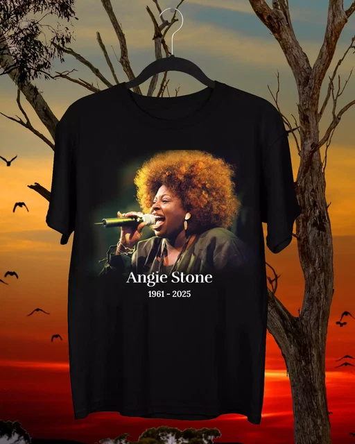 REMEMBERING ANGIE STONE 1961-2025 Classic Black All Size T-Shirt S-5XL ...