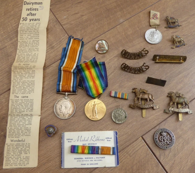 WW1 BRITISH ARMY Medal Pair, Queen's Royal Regiment (West Surrey) job ...