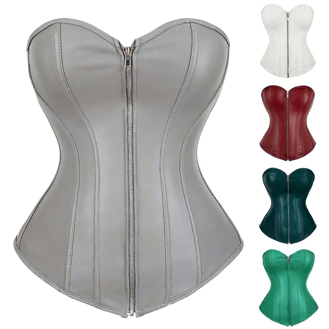 ZIPPER LEATHER SHAPEWEAR For Corset Girdle Waist Trainer Lingerie ...