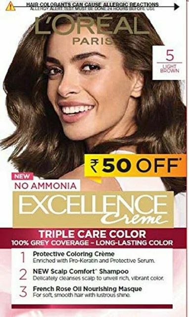 L'OREAL PARIS EXCELLENCE Crema Cabello Color 5 Marrón Claro Natural 172 ...
