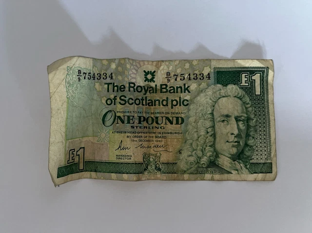 THE ROYAL BANK Of Scotland 1 Pound Note 1990 Edinburgh Castle See ...