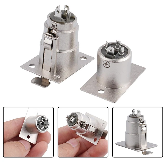 3 PIN AUDIO Chassis Panel DMX Male/Female Socket Metal Mount Video ...