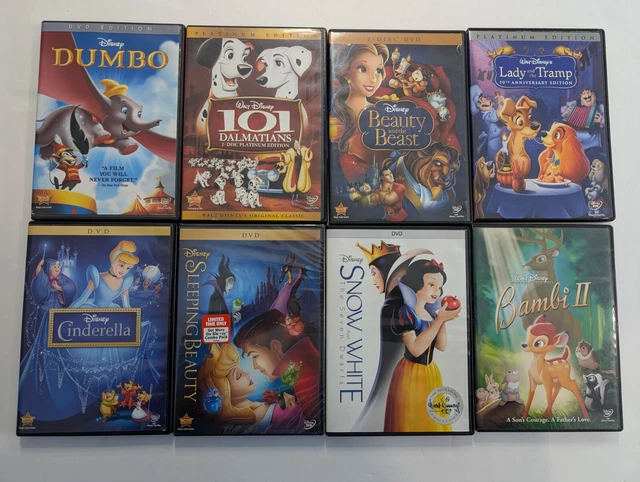 (8) DISNEY ANIMATED DVD Lot 101 Cinderella Bambi Dumbo Lady Sleeping ...