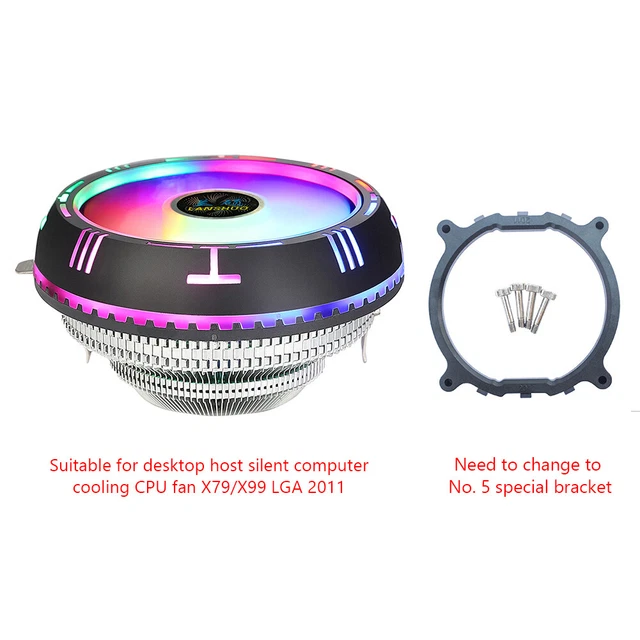 LOW PROFILE RAINBOW RGB CPU Cooler 90mm Fan for X79 X99 LGA 2011 $23.00 ...