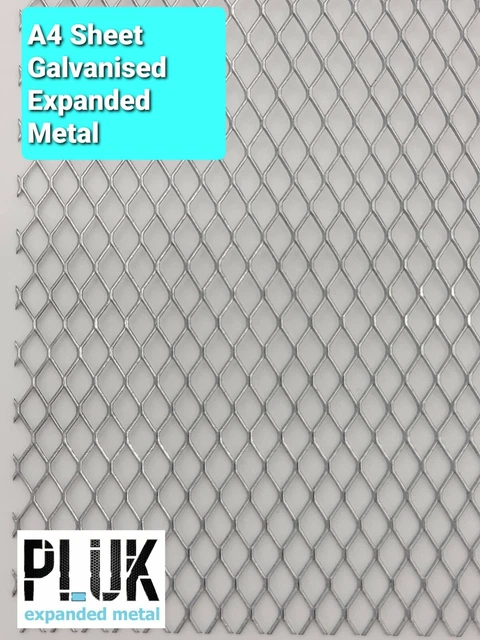 A4 SHEET OF Expanded Galvanised Metal 21cm x 30cm Mesh size 4.8mm x 3mm ...