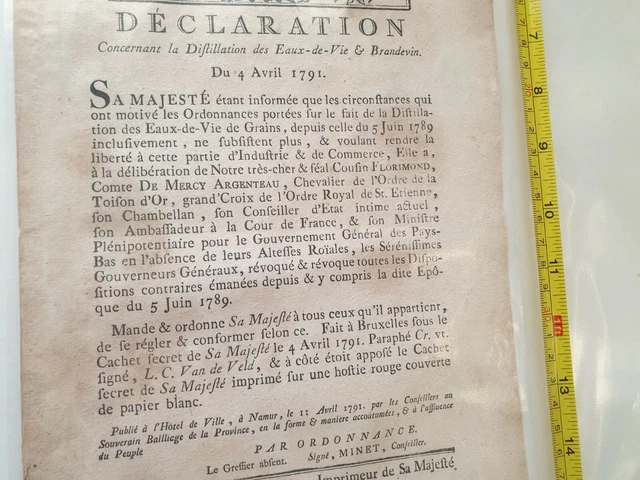 ORIGINAL 18TH CENTURY 1791 Declaration France Emperor Majesty Paper ...