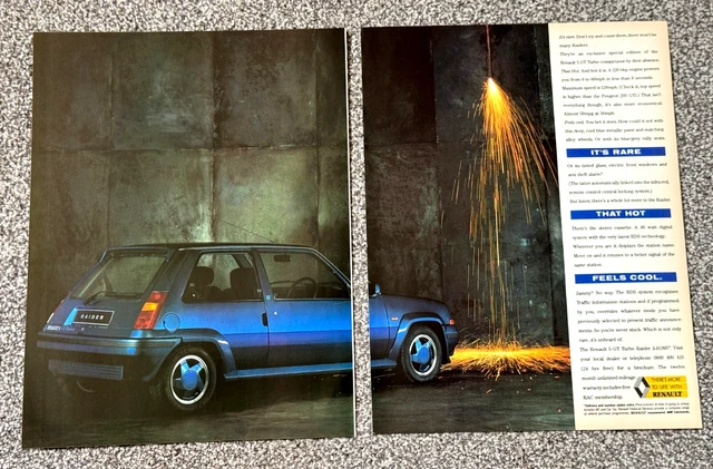 COLLECTABLE VINTAGE 1990 Magazine ADVERT Picture Renault 5 GT Turbo ...