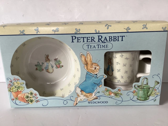 VINTAGE WEDGWOOD BEATRIX Potter Peter Rabbit Cup And Cereal Bowl BOXED ...