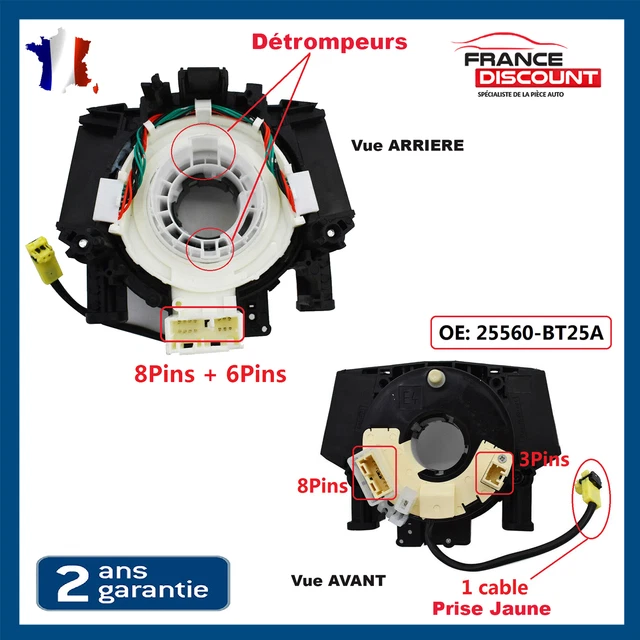 CONTACTEUR TOURNANT RESSORT Airbag Nissan Qashqai +2 J10 = 25560BT25A ...