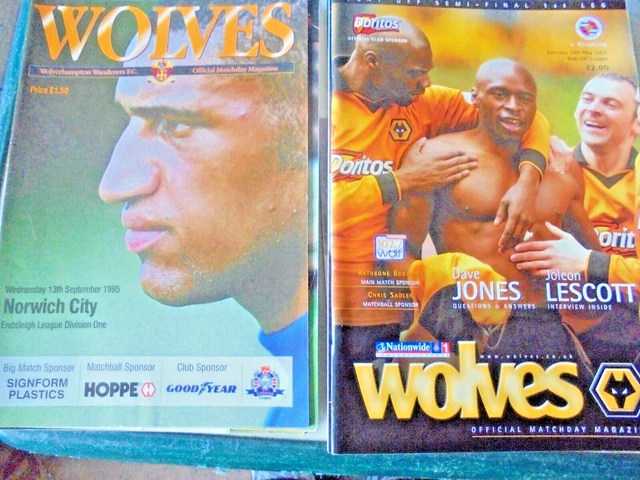 15 WOLVES HOME & Away Programmes with Ticket Stubs 1995-2004 SEE LIST £ ...