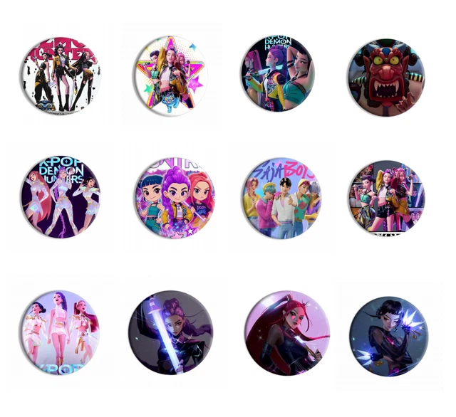 12 KPOP DEMON Hunters BUTTONS!!! 🔥 Huntrix, Funny K-Pop Fan SAJA boys £ ...
