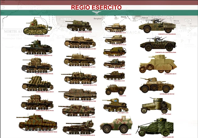 WW2 ROYAL ITALIAN Army Tanks Armored Vehicles Chart Poster Print ...